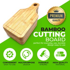 Bulk Plain Bamboo Paddle Cutting Board (Set of 10) | For Customized, Personalized Engraving Purpose | Wholesale Premium Blank Bamboo Board (Handle 13" x 6")