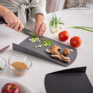 VACCARO Plastic Cutting Boards with Edge Design, Easy to Grip Handle and Transfer Food, Dishwasher Safe, 4 Pcs Chopping Mats, Prevents the mixing of flavors from different food types, BPA Free