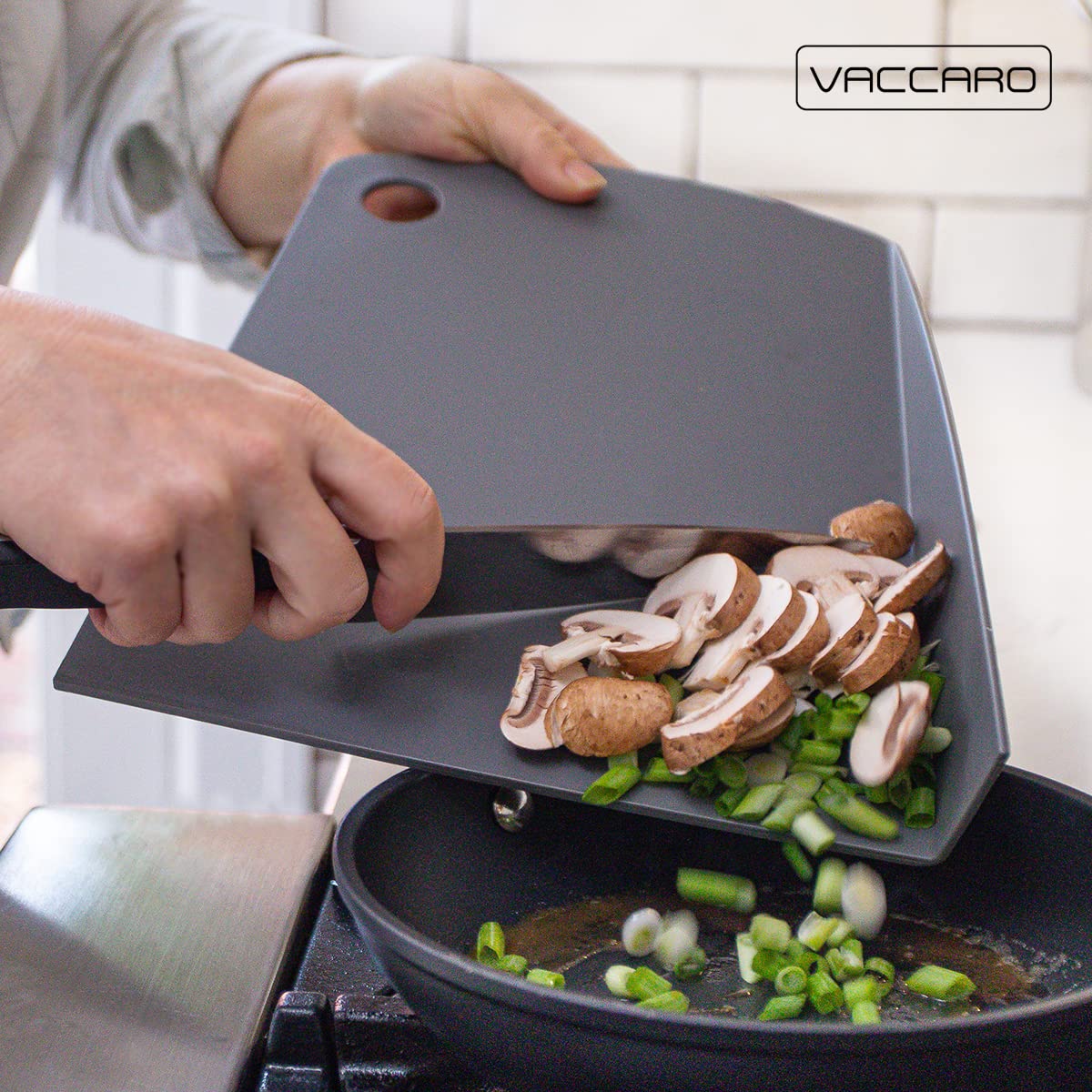 VACCARO Plastic Cutting Boards with Edge Design, Easy to Grip Handle and Transfer Food, Dishwasher Safe, 4 Pcs Chopping Mats, Prevents the mixing of flavors from different food types, BPA Free