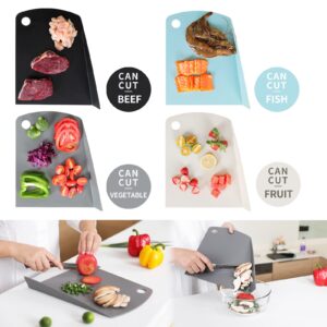 VACCARO Plastic Cutting Boards with Edge Design, Easy to Grip Handle and Transfer Food, Dishwasher Safe, 4 Pcs Chopping Mats, Prevents the mixing of flavors from different food types, BPA Free