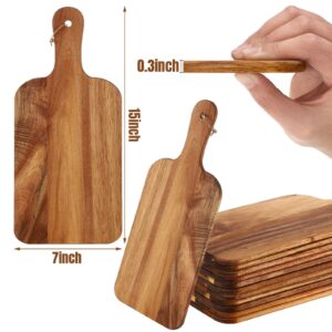 18 Pcs Cutting Board Set Plain Chopping Board with Handles Laser Engraving Serving Board Wooden Charcuterie Kitchen Board Bulk for DIY Housewarming Mother's Day Gift (15 x 7 Inch, Acacia)