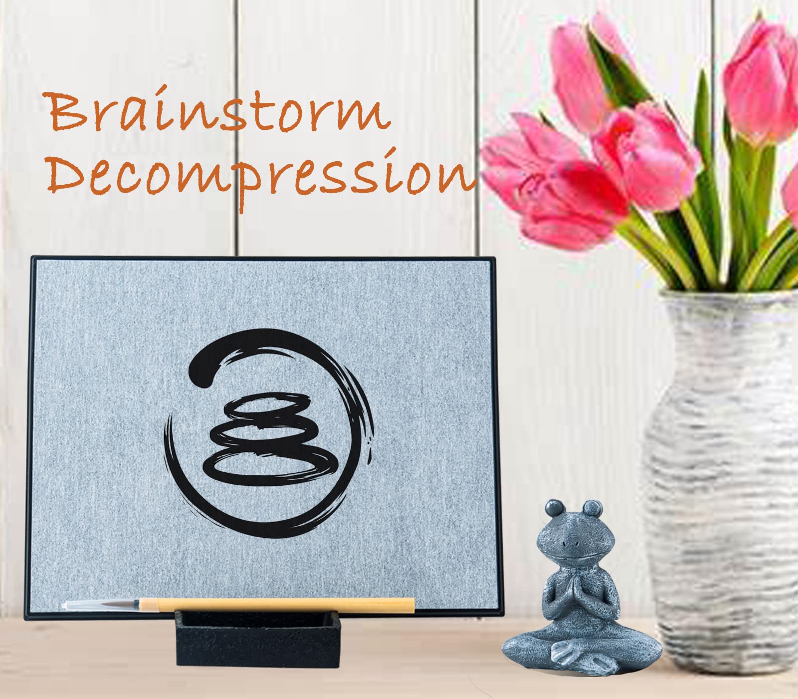 Buddha Zen Board Zen Meditation Board Inkless Drawing Board Ideal Buddha Frog Sculpture Relaxation Gifts for Women Or Men Cool Japanese Gifts