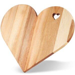 heart shaped cutting board, acacia wood bread board cheese serving platter serving charcuterie board for meat cheese and vegetables christmas valentine's day gifts (14 x 11.6 x 0.6 inch)