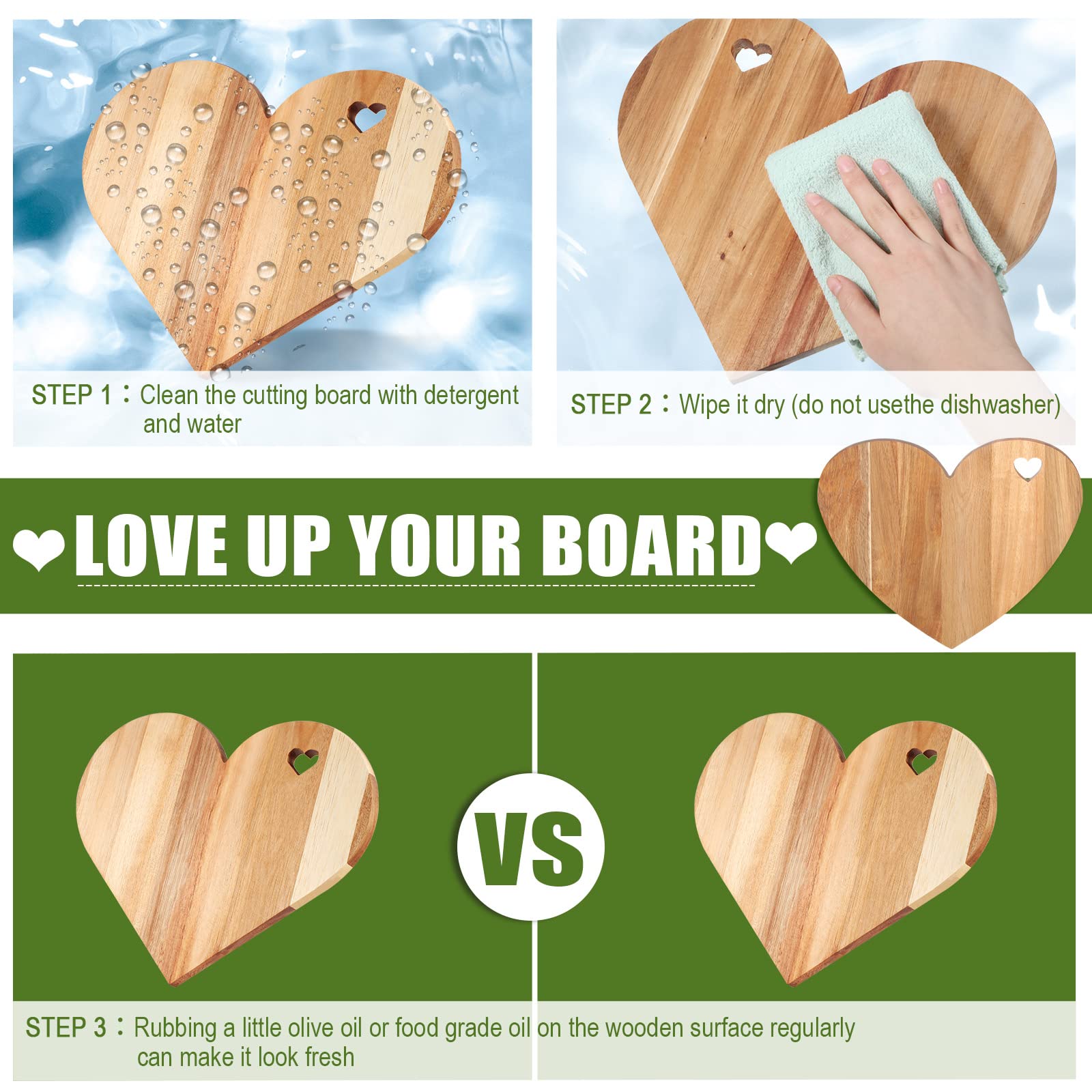 Heart Shaped Cutting Board, Acacia Wood Bread Board Cheese Serving Platter Serving Charcuterie Board for Meat Cheese and Vegetables Christmas Valentine's Day Gifts (14 x 11.6 x 0.6 Inch)