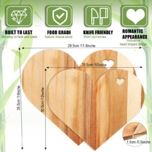 Heart Shaped Cutting Board, Acacia Wood Bread Board Cheese Serving Platter Serving Charcuterie Board for Meat Cheese and Vegetables Christmas Valentine's Day Gifts (14 x 11.6 x 0.6 Inch)