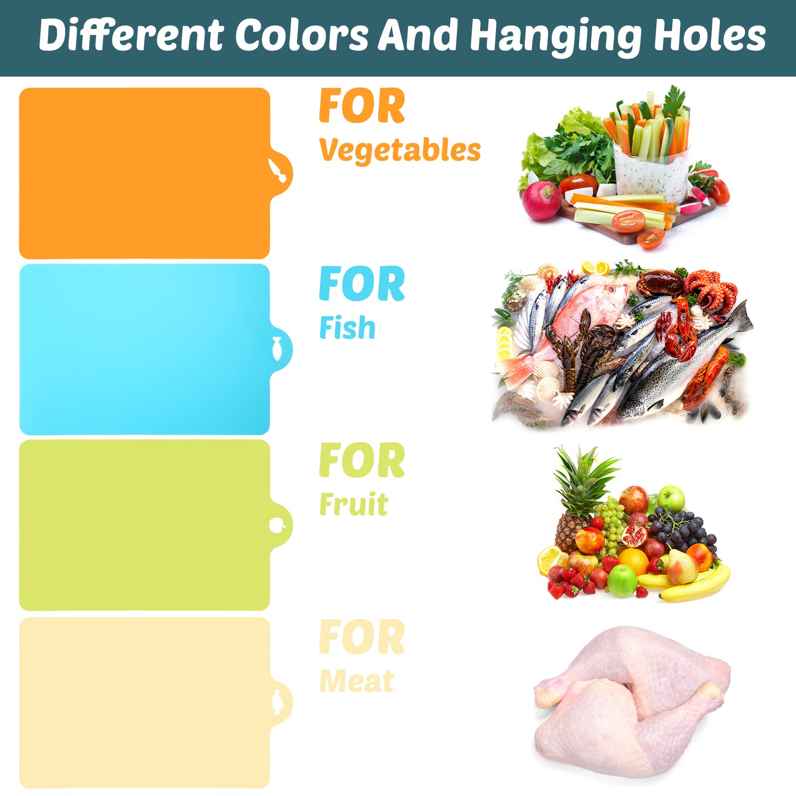 20 Pcs Flexible Cutting Board Mats Plastic Cutting Mats Non Slip Chopping Board Dishwasher Safe Anti Skid Extra Thick Cutting Mats with Food Shaped Hanging Holes for Kitchen Food