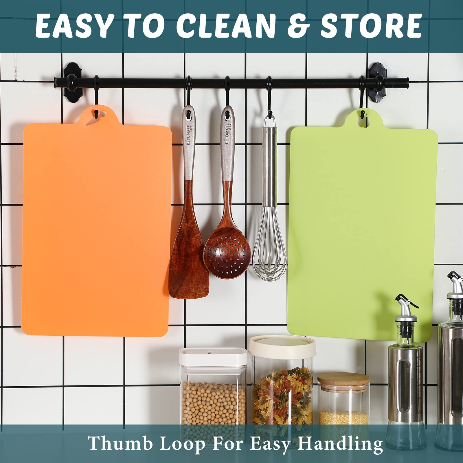 20 Pcs Flexible Cutting Board Mats Plastic Cutting Mats Non Slip Chopping Board Dishwasher Safe Anti Skid Extra Thick Cutting Mats with Food Shaped Hanging Holes for Kitchen Food