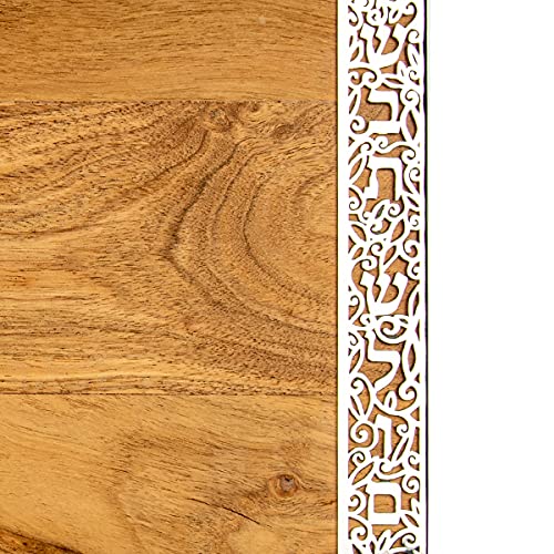 Yair Emanuel Wooden Challah Bread Cutting Board for Shabbat and Yom Tov | Filigree Accent Decoration (CBT-1)