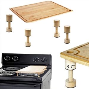 anfu cutting board adjustable feet, wood adjustable feet for countertop cutting board- kit to elevate and skid-proof your cutting board (beige)