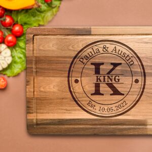 Personalized Cutting Board, Perfect Gifts for Couples or Parents, Customizable Christmas Gifts, Wedding, Anniversary, House Warming Gift Idea, Wooden Kitchen Decor New Homeowners (Bamboo, Medium)