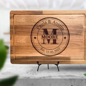 Personalized Cutting Board, Perfect Gifts for Couples or Parents, Customizable Christmas Gifts, Wedding, Anniversary, House Warming Gift Idea, Wooden Kitchen Decor New Homeowners (Bamboo, Medium)