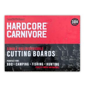 hardcore carnivore disposable cutting boards - pack of 30-24"x18" large size - perfect for bbq, camping, fishing, hunting