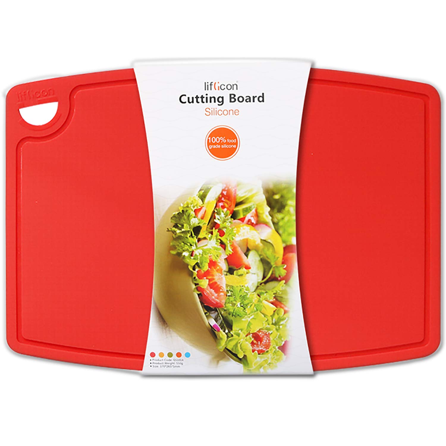 Liflicon Extra Large Thick Silicone Cutting Board 14.6'' x 10.43'' Chopping Board Flexible Cutting Mats Dishwasher Safe-Red