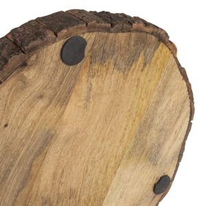 GoCraft Wooden Round Cutting Board with Tree Bark Rim | 1.5" Thick Mango Wood Live Edge Chopping, Prep, Serve Board | Charcuterie Platter - 12.75" Medium