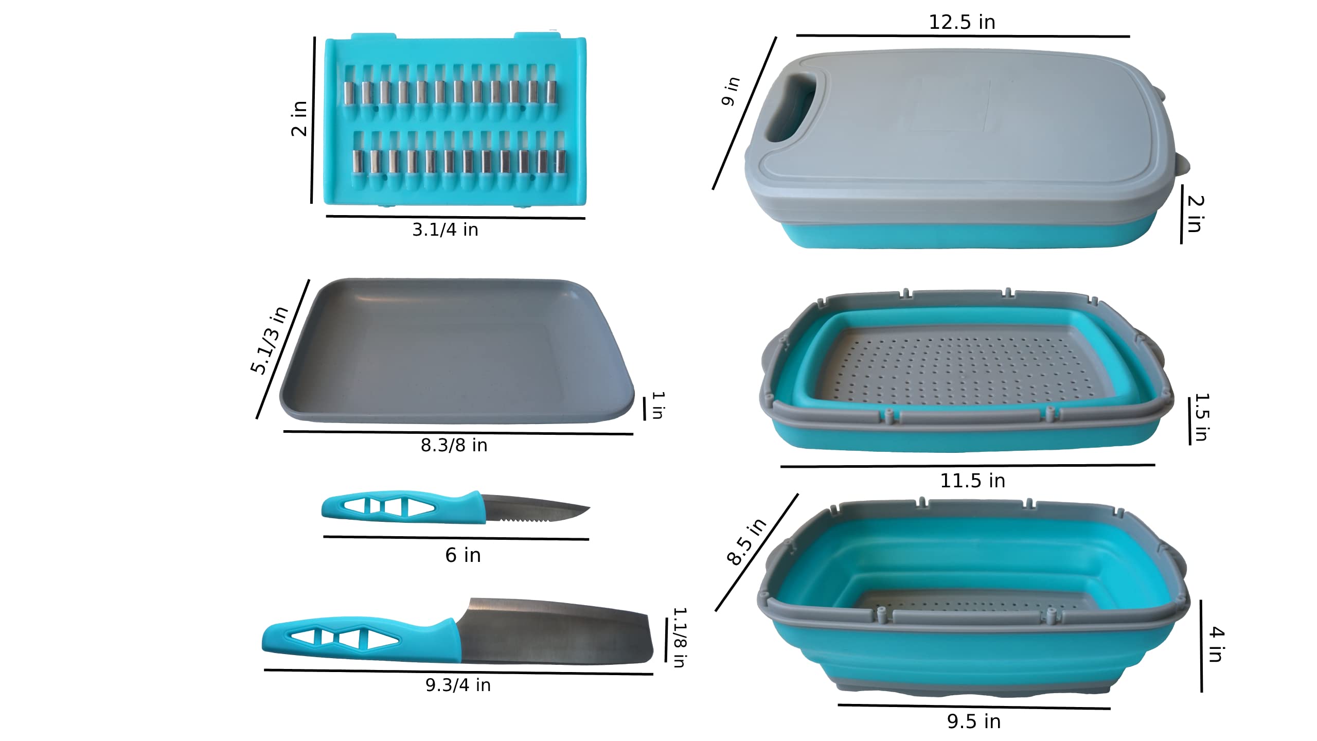 Cutting Board with Foldable Colander 10-in-1 Multipurpose Set Sturdy Compact Space-Saving Easy Cleaning Machine Washable Ideal for Kitchen Apartments Dorms Parks Picnics Beach Camping Travel RVs