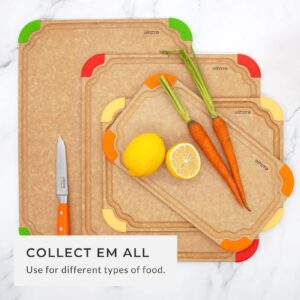 Elihome Premium Series Color Code Wood Fiber Dishwasher Safe Cutting board for Kitchen, Made in USA, Food Icon, Eco-Friendly, Juice Grooves, Non-Porous, Non-slip Feet, SMALL 10 x 7