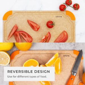 Elihome Premium Series Color Code Wood Fiber Dishwasher Safe Cutting board for Kitchen, Made in USA, Food Icon, Eco-Friendly, Juice Grooves, Non-Porous, Non-slip Feet, SMALL 10 x 7