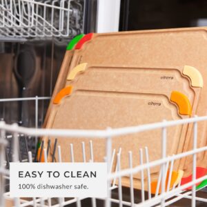 Elihome Premium Series Color Code Wood Fiber Dishwasher Safe Cutting board for Kitchen, Made in USA, Food Icon, Eco-Friendly, Juice Grooves, Non-Porous, Non-slip Feet, SMALL 10 x 7