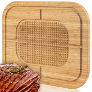 bamboo wood cutting board - reversible sides for cutting and carving, raised ridges to hold meat in place and deep grooves to trap juices. great for holiday, thanksgiving and christmas dinner