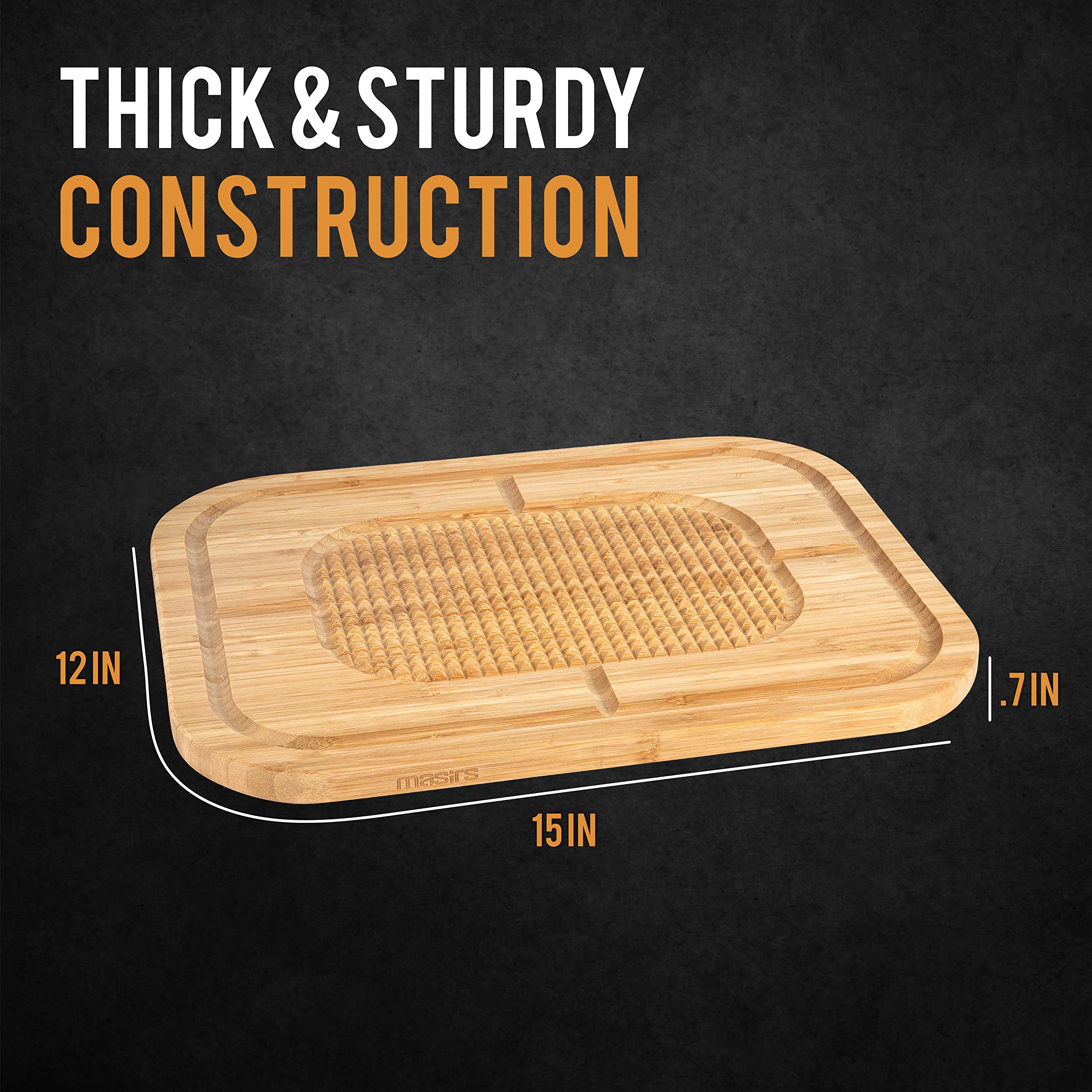 Bamboo Wood Cutting Board - Reversible Sides for Cutting and Carving, Raised Ridges to Hold Meat in Place and Deep Grooves to Trap Juices. Great for Holiday, Thanksgiving and Christmas Dinner