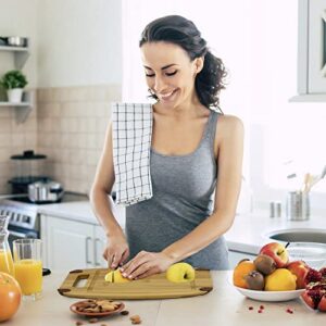 Neoflam Bamboo Cutting Boards 3 Piece Set for Kitchen, Non-Slip, Durable Wooden chopping board with Silicon Feet, Handle, and Juice Groove - Wooden Bamboo Cutting Board, Brown (53521)