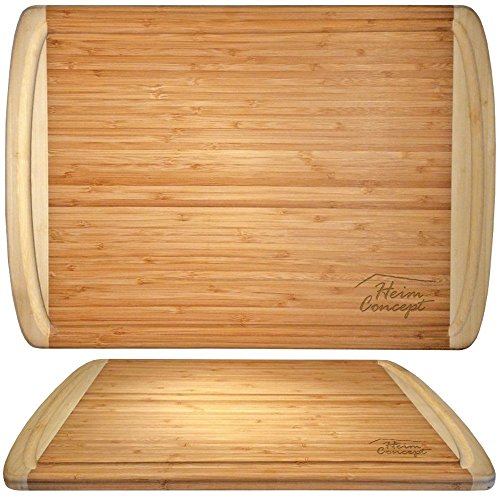 Heim Concept Organic Bamboo Large Cutting Board with End Groove, Beige