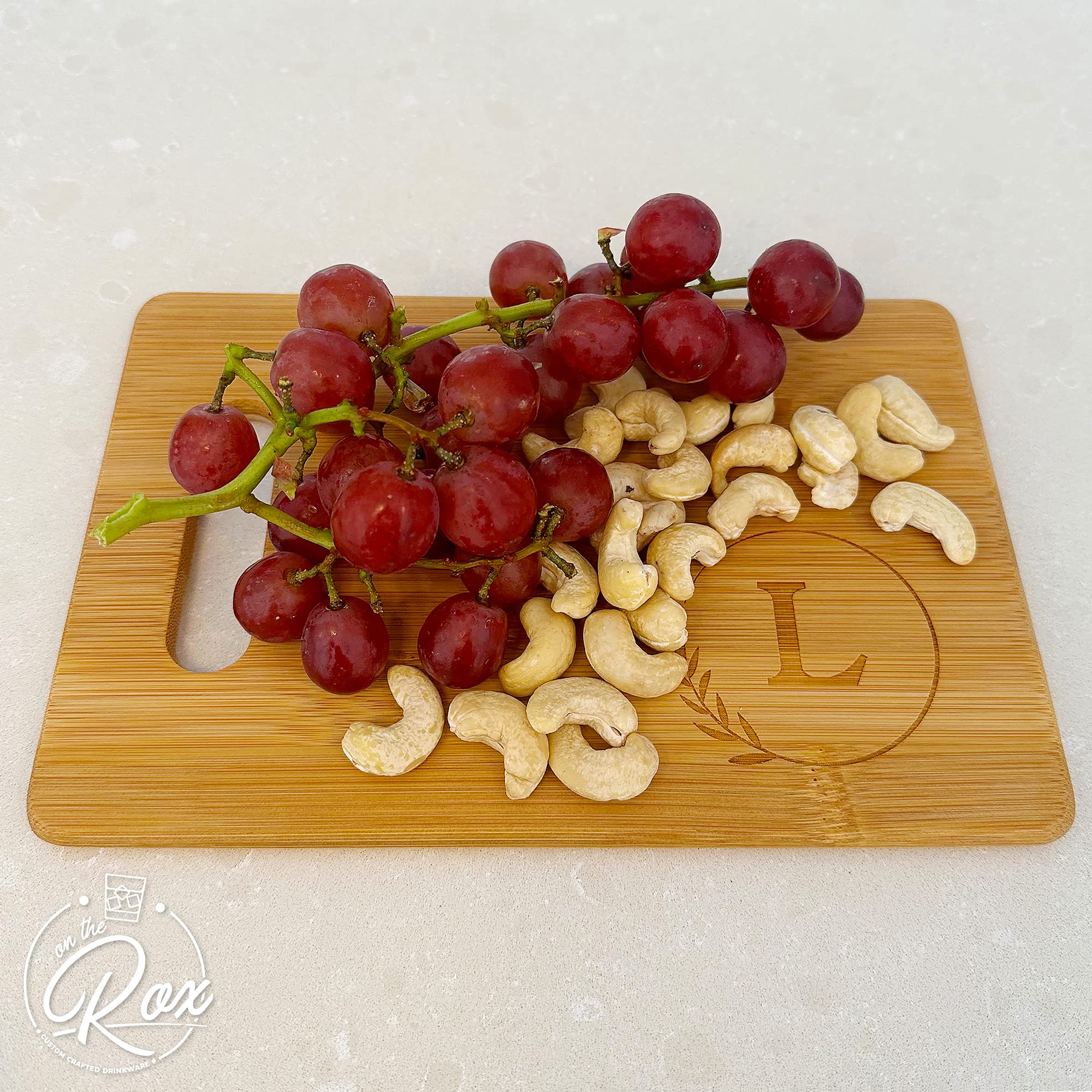 Personalized Cutting Boards - Small Monogrammed Engraved Cutting Board (B) - 9x6 Customized Bamboo Cutting Board with Initials - Wedding Kitchen Gift - Wooden Custom Charcuterie Boards by On The Rox