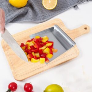 Stainless Steel Food Scooper, Food Mover, Food shovel Spatula, Cutting-board Scraper, Bench Scrape, Dough Cutter Tool, with Flat Bottom - for Cutting-board, Griddle, Containers, Serving (5.9")