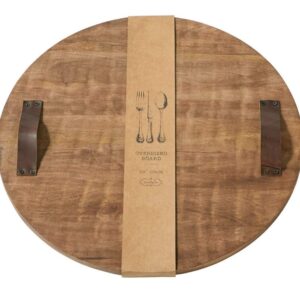 mud pie round oversized wood board 20" dia, brown