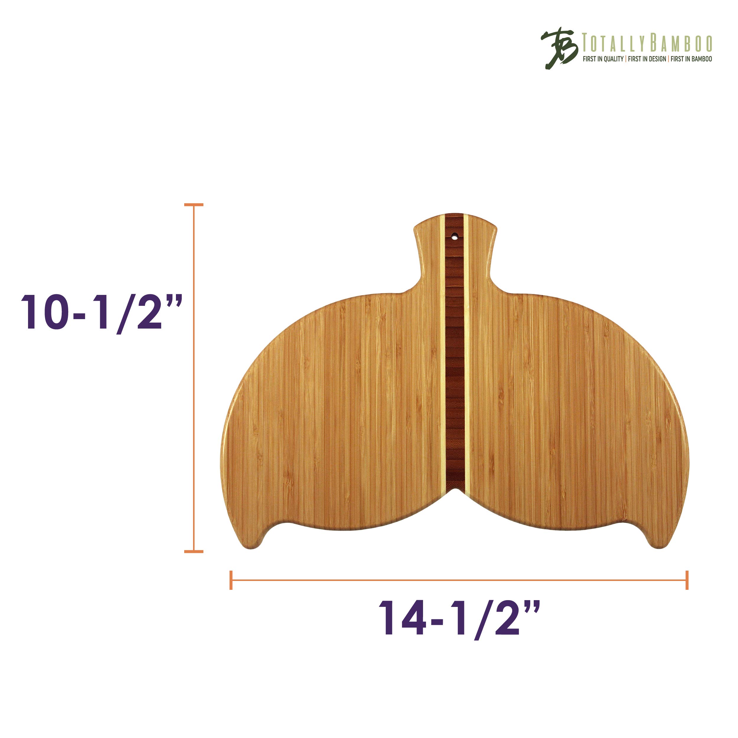 Totally Bamboo Whale Tail Shaped Bamboo Serving and Cutting Board, 14-1/2" x 10-1/2"