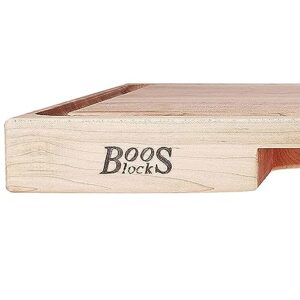 John Boos Newton Prep Master Large Maple Wood Cutting Board for Kitchen, 24 Inches x 18 Inches, 2.25 Inches Thick Reversible Edge Grain with Juice Groove & Stainless Pan