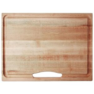 John Boos Newton Prep Master Large Maple Wood Cutting Board for Kitchen, 24 Inches x 18 Inches, 2.25 Inches Thick Reversible Edge Grain with Juice Groove & Stainless Pan