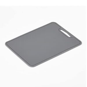 jovely premium thick & flexible silicone cutting mat, bpa free, knife friendly, non-toxic, anti-slip, dishwasher safe, space saving, easy grip handle, ergonomic design, chopping board (grey, medium)