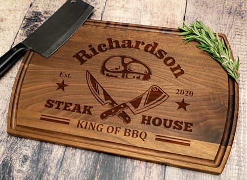 Personalized Dad Cutting Board - Custom Wood Grill Board For BBQ Masters - Unique Barbeque and Grilling Gift Idea for Fathers Day, Birthday, Anniversary, Christmas For Men, Husband, Dad, Grandpa, Him