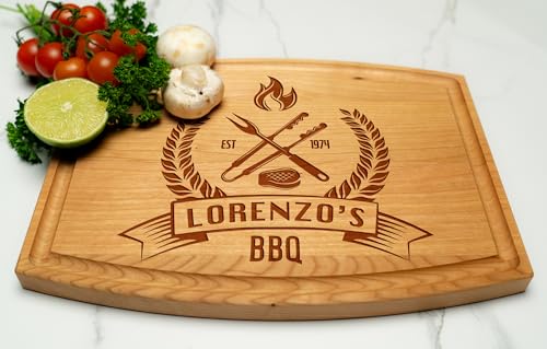 Personalized Dad Cutting Board - Custom Wood Grill Board For BBQ Masters - Unique Barbeque and Grilling Gift Idea for Fathers Day, Birthday, Anniversary, Christmas For Men, Husband, Dad, Grandpa, Him