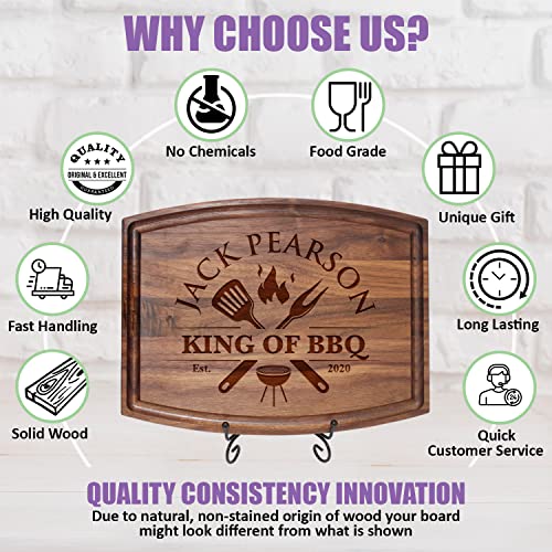 Personalized Dad Cutting Board - Custom Wood Grill Board For BBQ Masters - Unique Barbeque and Grilling Gift Idea for Fathers Day, Birthday, Anniversary, Christmas For Men, Husband, Dad, Grandpa, Him