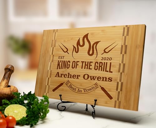 Personalized Dad Cutting Board - Custom Wood Grill Board For BBQ Masters - Unique Barbeque and Grilling Gift Idea for Fathers Day, Birthday, Anniversary, Christmas For Men, Husband, Dad, Grandpa, Him