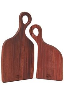 perfect anniversary, wedding, housewarming gifts for the couple - 2 piece solid wood cutting board set with handle for kitchen - decorative serving charcuterie board by we made