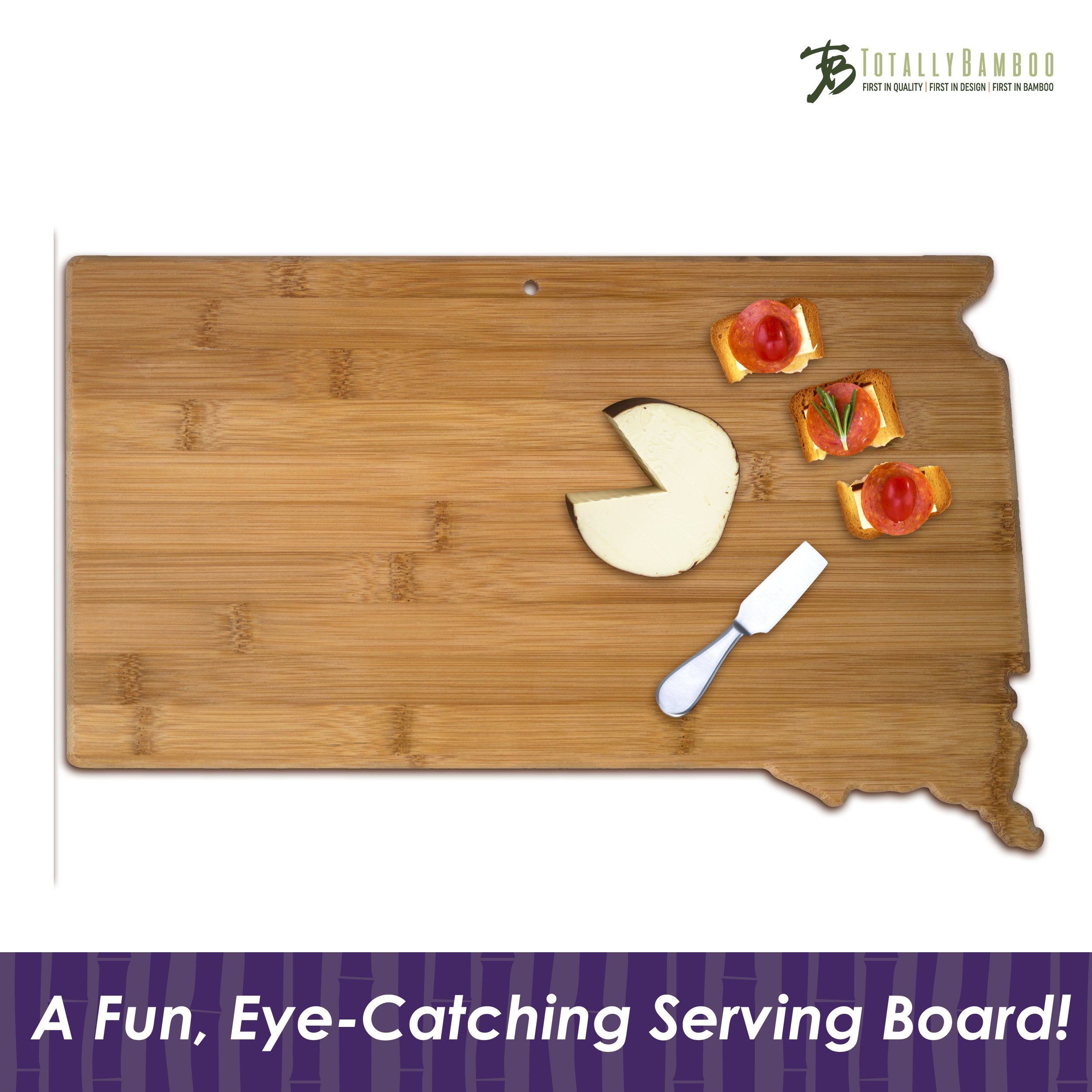 Totally Bamboo South Dakota State Shaped Serving & Cutting Board, Natural Bamboo