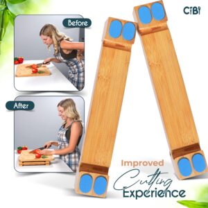 Cibi Kitchens Bamboo Cutting Board Legs - 2Pcs Wood Cutting Board Feet with Silicone Non Slip Pads, 4.5cm x 5cm x 50cm Wood Riser Elevates the Cutting Board