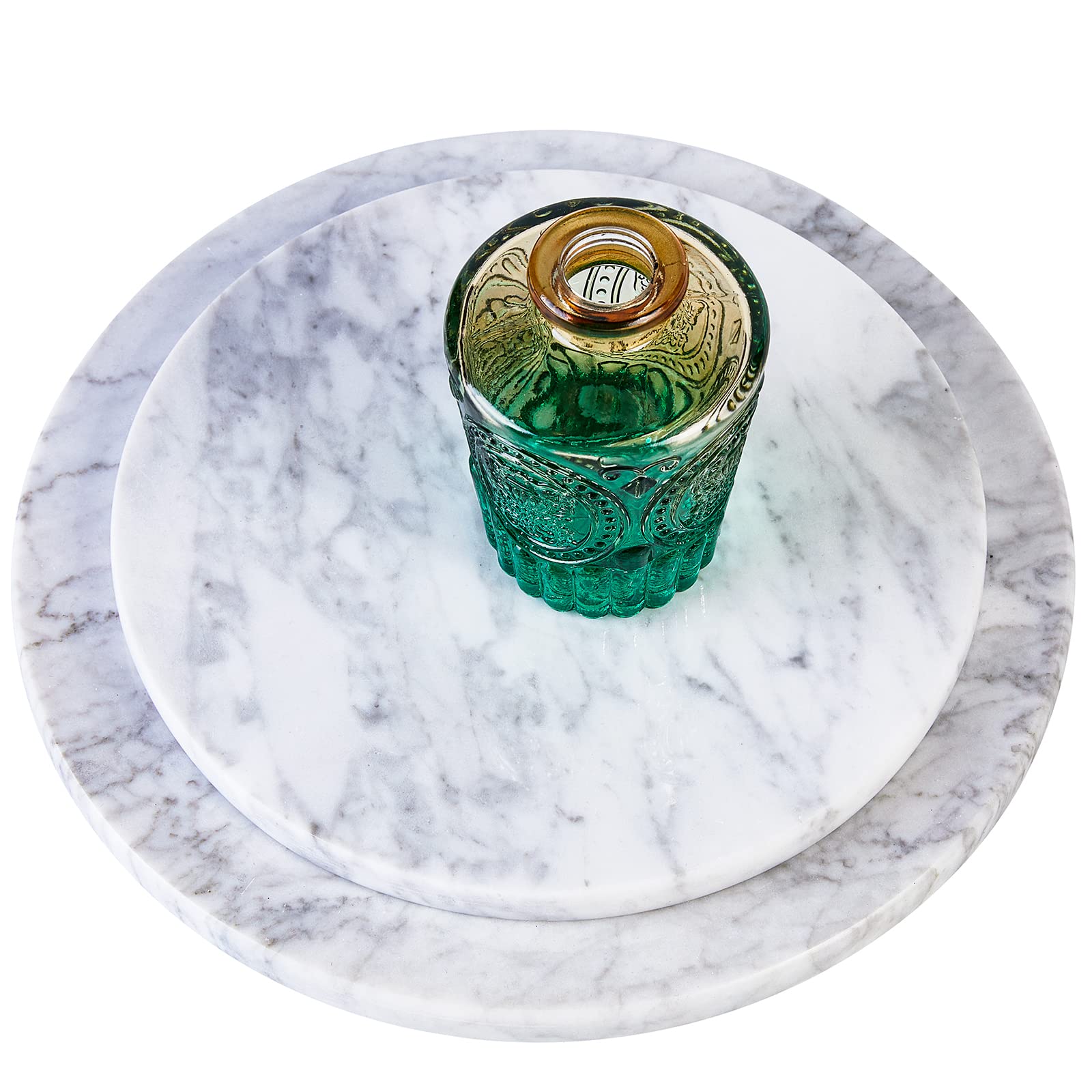 Natural Marble Round Trivet Cheese Board Dessert Serving Plate, Serving Tray, Cheese Cutting Board, 9.8" Diameter