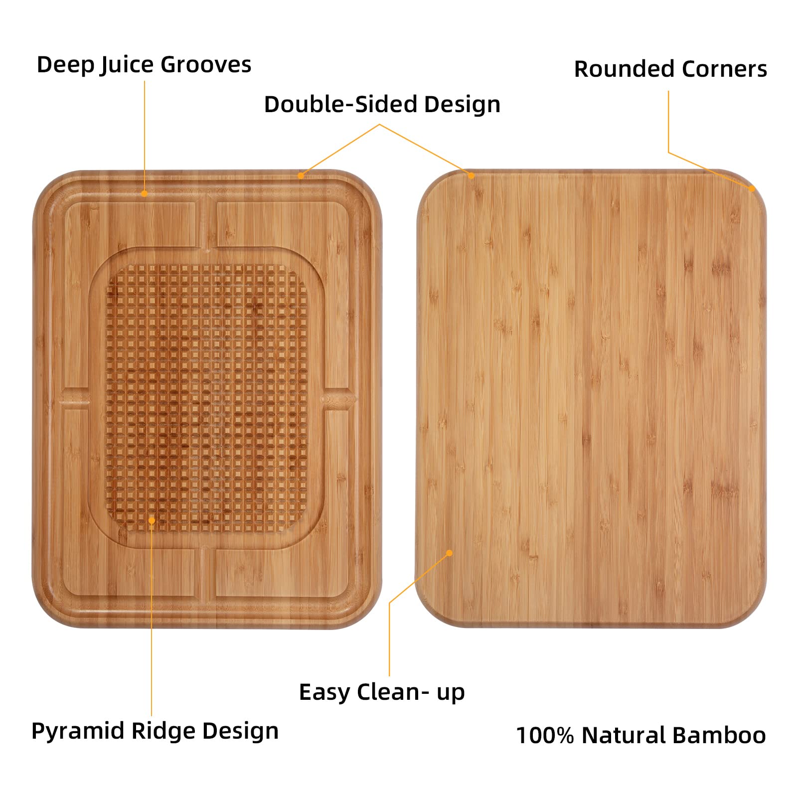 Wood Turkey Carving Cutting Board, Bamboo Heavy Duty Meat Cutting Board for Kitchen, Large Chopping Board, Butcher Block Serving Tray With Juice Groove and Pyramid Spikes Stabilizes Meat While Carving