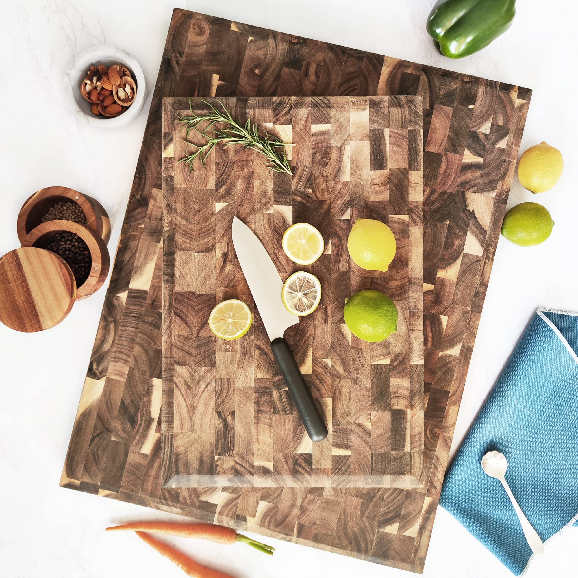 Cutting Board for Kitchen, Extra Large Thick Mosaic Acacia Wood Chopping Board 18x24x1.5 inch, Butcher Block Cutting Board, Housewarming Gifts for New House(Gift Box Included)