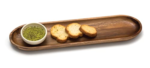 Lipper International Acacia Wood Bread Cutting and Serving Board with Ceramic Dipping Bowl