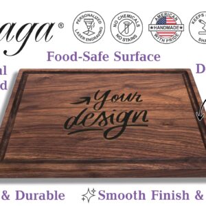 Straga Personalized Cutting Boards | Handmade Wood Engraved Charcuterie | Custom Wedding, Anniversary, Birthday Gift for Couples (Script Corner Design No.920).