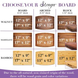 Straga Personalized Cutting Boards | Handmade Wood Engraved Charcuterie | Custom Wedding, Anniversary, Birthday Gift for Couples (Script Corner Design No.920).