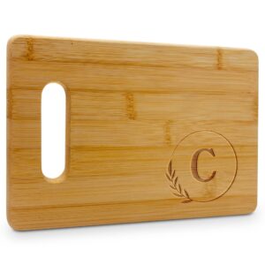 on the rox monogrammed cutting boards - 9” x 12” a to z personalized engraved bamboo board (c) - large customized wood cutting board with initials - wooden custom charcuterie board kitchen gifts