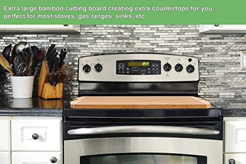 22 x 12 Extra Large Bamboo Cutting Board XXXL for Kitchen with Juice Groove Pour Spout & Handles and Heavy Kitchen Chopping Carving Board for Meat, Turkey, BBQ, Vegetables