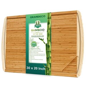 22 x 12 Extra Large Bamboo Cutting Board XXXL for Kitchen with Juice Groove Pour Spout & Handles and Heavy Kitchen Chopping Carving Board for Meat, Turkey, BBQ, Vegetables