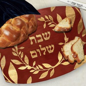 Rite Lite Challah Board with Etched Flower Design Shabbat Bread Board- Perfect Jewish Home Gift (Etched Flower Design)